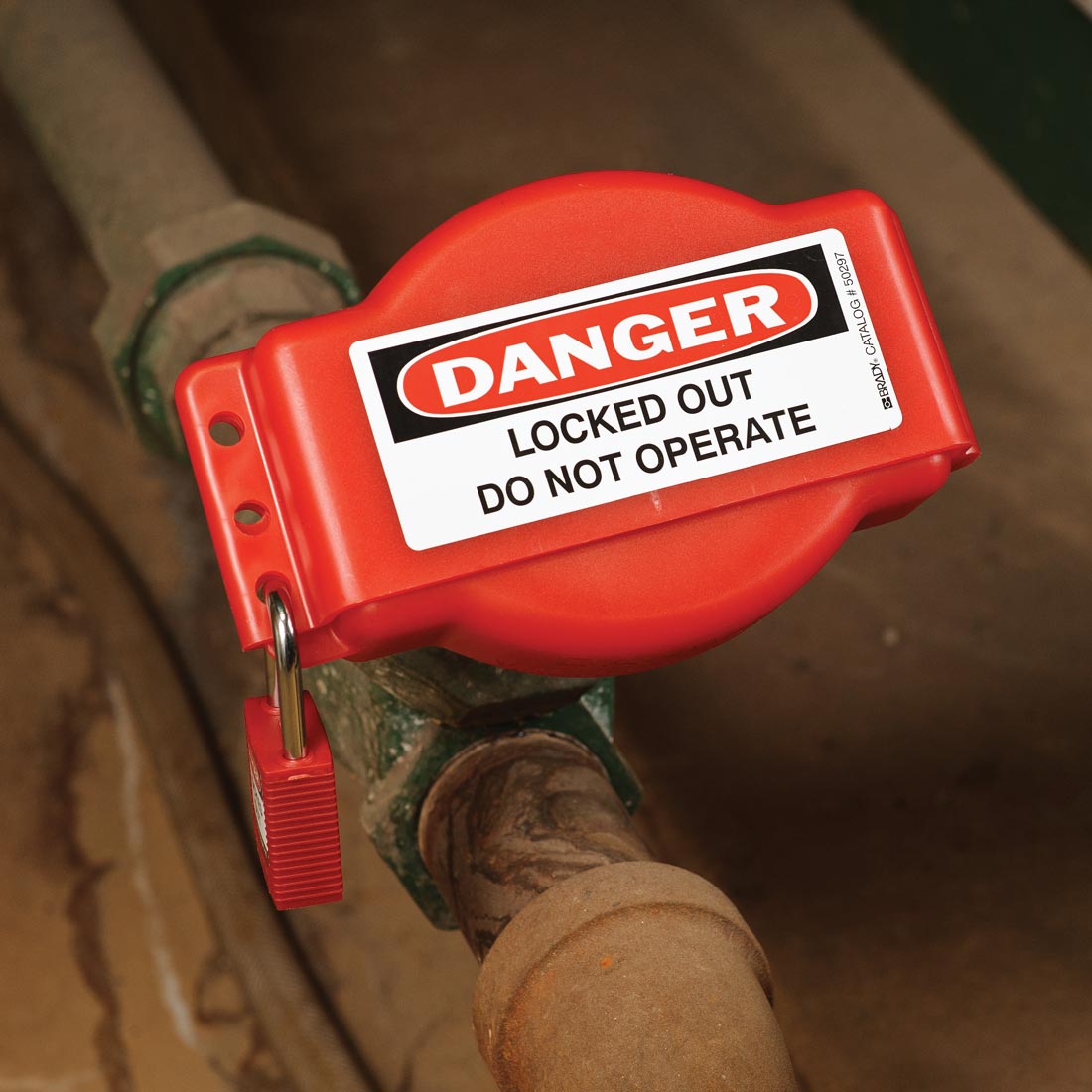 Lockout Device - Gate Valve Brady 64057 Polypropylene Adjustable - Red ... Lockout Device - Gate Valve Brady 64057 Polypropylene Adjustable - Red ...